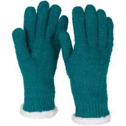 Strickhandschuhe styleBREAKER "Strickhandschuhe mit Reiskornmuster und Fleece", Damen, blau (petrol), Modisch, Handschuhe Strickhandschuhe
