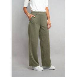 Stoffhose Seidel Moden, Damen, Gr. 36, N-Gr, khaki, Single Jersey, Obermaterial: 50% Polyester, 45% Viskose, 5% Elasthan, Basic, normal lang, Hosen Stoffhose, MADE IN GERMANY