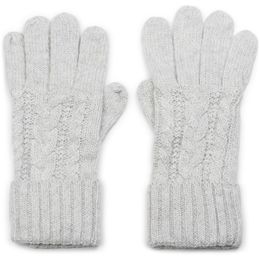 Strickhandschuhe styleBREAKER "Strick Handschuhe mit Zopfmuster und Metallic Faden", Damen, grau (hellgrau), Obermaterial: 70% Polyacryl PAN. 30% Wolle WO., Modisch, Handschuhe Strickhandschuhe