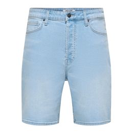 Only & Sons Shorts ONLY & SONS "ONSFADE STRETCH SHORTS BOX CRO DNM OTL", Damen, Gr. S, N-Gr, light blau denim, Web, Obermaterial: 99% Baumwolle, 1% Elasthan, unifarben, relaxed fit knielang, Hosen Shorts