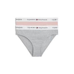Bikinislip "2 PK BIKINI mit elastischem Bund im 2er-Pack", M&auml;dchen, Gr. 140/146, 2 Stk., foggy pink, lt grau htr, Jersey, Obermaterial: 95% Baumwolle, 5% Elasthan, Tommy Hilfiger Underwear, k&ouml;rpernah, Unterhosen Bikinislip, unifarben, casual, k&ouml;rpernah, Baumwollmix