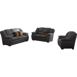 Polstergarnitur COTTA "Casino, Sofa Set, 3-2-1 Sitzer, Wohnzimmer Garnitur", fango, H:88cm T:92cm, FSC-zertifizierter Holzwerkstoff, Sitzm&ouml;bel-Sets, Polstergarnitur, Sessel, 2-Sitzer, 2,5-Sitzer, hohe R&uuml;ckenlehne