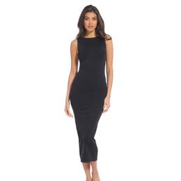 Unterkleid MAGIC BODYFASHION "Bodycon Dress", Damen, Gr. L, N-Gr, schwarz, Mikrofaser, Obermaterial: 92% Polyamid, 8% Elasthan, figurbetont lang, Rundhals, Kleider Unterkleid, nahtlos, Midi-L&auml;nge
