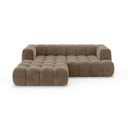 Ecksofa HOMSY BY ANA JOHNSON "XL BOUBELLE L-Form extra tief, Design-Sofa, Bubble-Optik, Breite 247cm", hellbraun, B:247cm H:75cm T:191cm, 100% Polyester, Sofas, Ecksofa, hoher Sitzkomfort dank Wellenunterfederung, modern, mit Steppung