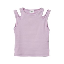 2-in-1-Top s.Oliver JUNIOR, M&auml;dchen, Gr. 104/110, lila (lavender), Feinripp, Obermaterial: 95% Baumwolle, 5% Elasthan, unifarben, slim fit h&uuml;ftlang, Rundhals, Tops 2-in-1-Top, mit Cat-outs