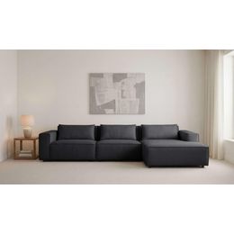 Ecksofa OTTO HOME "Jorrena, extra weicher Chenille-Stoff", dunkelgrau, B:346cm H:73cm T:166cm, 100% Polyester, Sofas, Ecksofa, L-Form, 3 Komfortstufen, Breite 346 cm, mit Wellenunterfederung