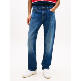 Straight-Jeans Tommy Jeans "RYAN SLIM STRAIGHT", Damen, Gr. 30, L&auml;nge 30, denim schwarz, Denim/Jeans, Obermaterial: 99% Baumwolle, 1% Elasthan, unifarben, regular fit lang, Jeans Straight-Jeans, Slim fit mit Taschen