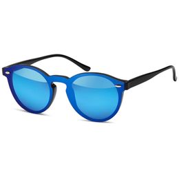 Sonnenbrille styleBREAKER "Monoglas Sonnenbrille Shield Brille UV400", Herren, blau (gestell schwarz, glas blau verspiegelt), Modisch, Sonnenbrillen Sonnenbrille