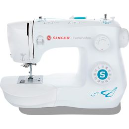 Singer Freiarm-N&auml;hmaschine "Fashion Mate 3342", blau (wei&szlig; mit blauer applikation), B:41,6cm H:33cm T:18,9cm, N&auml;hmaschinen, Freiarm-N&auml;hmaschine