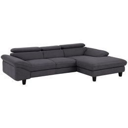 Ecksofa Home Affaire "Pilot L-Form", anthrazit, B:268cm H:73cm T:108cm, 100% Polyester, Feinstruktur 75000 Scheuertouren, Struktur 35000 Scheuertouren, Microfaser 40000, Sofas, Ecksofa, mit Kopfteilverstellung, wahlweise mit Bettfunktion & Bettkasten
