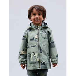 Outdoorjacke name it "NMMMAX JACKET LI AOP NOOS", Jungen, Gr. 116, chinois gr&uuml;n, Web, Obermaterial: 100% Polyester, bedruckt, normal, elastischer Bund, Jacken Outdoorjacke, reflektierende Details, wasserabweisend