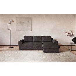 Ecksofa COTTA "Drift L-Form Recamiere, Breite 253 cm", schwarz, B:253cm H:86cm T:154cm, 96% POLYESTER (PES) 4% POLYAMID(PA), Sofas, Ecksofa, optional auch mit Schlaffunktion, Wellenunterfederung
