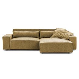 Ecksofa OTTO HOME "KINLEE Design-Sofa mit Recamiere rechts/links, Ma&szlig;e B/T/H 251/144/70cm", gr&uuml;n, B:251cm H:70cm T:144,5cm, 100% Polyester, Sofas, Ecksofa, L-Form mit Wellenunterfederung, ohne Bettfunktion, modern und beguem