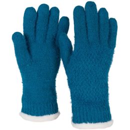 Strickhandschuhe styleBREAKER "Strickhandschuhe mit Reiskornmuster und Fleece", Damen, blau (jeansblau), Modisch, Handschuhe Strickhandschuhe
