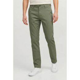 Jack & Jones Chinos JACK & JONES "JPSTOLLIE DYLAN CHINO", Herren, Gr. 34, L&auml;nge 32, deep lichen gr&uuml;n, Web, Obermaterial: 98% Baumwolle, 2% Elasthan, unifarben, regular fit lang, Hosen Chinos, Baumwollmischung, regular fit