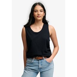 Tanktop Superdry "SCOOP NECK TANK", Damen, Gr. M, eclipse navy, Jersey, Obermaterial: 60% Baumwolle, 40% Lyocell, unifarben, regular fit normal, Rundhals, Tops Tanktop, Baumwollmischung, regular fit