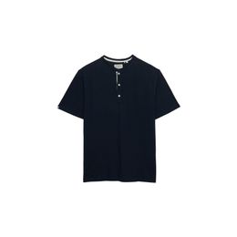 T-Shirt Superdry "CLASSIC COTTON LIN SS GRANDAD", Damen, Gr. L, nordic chrome navy, Single Jersey, Obermaterial: 80% Baumwolle, 20% Leinen, unifarben, regular fit normal, Rundhals, Shirts T-Shirt