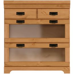 Unterschrank OTTO HOME "R&uuml;gen", beige (natur), B:80cm H:88cm T:60cm, Massivholz, Schr&auml;nke, Unterschrank, Breite 80 cm, Kiefer massiv, Schubk&auml;sten mit Glaseinsatz