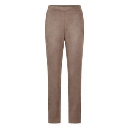 Chinohose GOLDNER "Hose LOUISA in Veloursleder-Optik", Damen, Gr. 50, N-Gr, beige (taupe), Obermaterial: 95% Polyester PES. 5% Elasthan EL., Hosen Chinohose