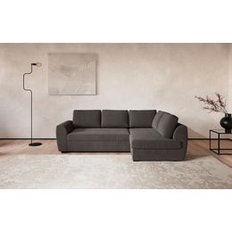 Ecksofa COTTA "Drift L-Form Ottomane, Breite 253 cm", anthrazit, B:253cm H:86cm T:154cm, 96% POLYESTER (PES) 4% POLYAMID(PA), Sofas, Ecksofa, optional auch mit Schlaffunktion, Wellenunterfederung