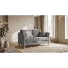 2-Sitzer Home Affaire "Arellano, Breite 155 cm", light grau, B:155cm H:87cm T:86cm, Sofas, 2-Sitzer, klassisches Design, 2 Zierkissen inklusive, Webstoff fein, Chenille