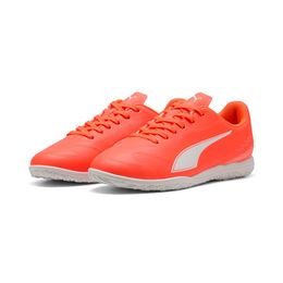 Fu&szlig;ballschuh Puma "VITORIA II IT JR", Kinder, Gr. 34, wei&szlig; (glowing rot, Puma wei&szlig;), Synthetik, Schuhe Fu&szlig;ballschuh, f&uuml;r Halle und Stra&szlig;e, f&uuml;r Jugendliche