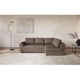 Ecksofa COTTA "Drift L-Form Ottomane, Breite 253 cm", taupe, B:253cm H:86cm T:154cm, 96% POLYESTER (PES) 4% POLYAMID(PA), Sofas, Ecksofa, optional auch mit Schlaffunktion, Wellenunterfederung