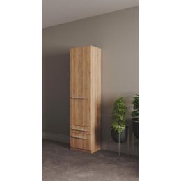 Kleiderschrank Priess "Schrank Garderobe W&auml;scheschrank Barcelona in 5 Breiten", braun (eichefarben artisan), B:48cm H:193cm T:36cm, Holzwerkstoff, Schr&auml;nke, Kleiderschrank, viel Stauraum, ger&auml;umige Schubk&auml;sten, mit Spiegel, MADE IN GERMANY
