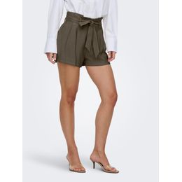 Shorts Only "ONLLALIA HW BELT SHORTS PNT", Damen, Gr. L, N-Gr, tarmac, Web, Obermaterial: 94% Viskose, 6% Polyester, unifarben, regular fit kurz, Hosen Shorts, Viskosemischung, regular fit, High Waist Paperbag Bund