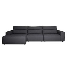 Ecksofa OTTO HOME "Jorrena, extra weicher Chenille-Stoff", dunkelgrau, B:346cm H:86cm T:166cm, 100% Polyester, Sofas, Ecksofa, L-Form, 3 Komfortstufen, Breite 346 cm, mit Wellenunterfederung