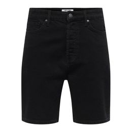 Only & Sons Shorts ONLY & SONS "ONSFADE STRETCH SHORTS BOX CRO DNM OTL", Damen, Gr. M, N-Gr, schwarz denim, Web, Obermaterial: 99% Baumwolle, 1% Elasthan, unifarben, relaxed fit knielang, Hosen Shorts
