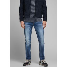 Jack & Jones Tapered-fit-Jeans JACK & JONES "JJIMIKE JJORIGINAL CJ SN", Damen, Gr. 33, L&auml;nge 30, blau (blau, denim, wash), Denim/Jeans, Obermaterial: 98% Baumwolle, 2% Elasthan, Abriebeffekte, bequem, Jeans Tapered-fit-Jeans, mit Five-Pocket-Design