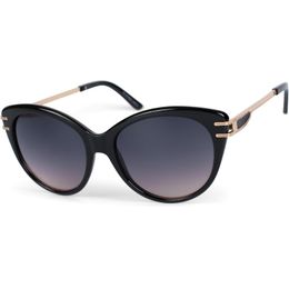 Sonnenbrille styleBREAKER "Cat-Eye Sonnenbrille Schmetterling Oversize & Metallb&uuml;gel", Herren, grau (gestell schwarz, glas grau verlauf), Modisch, Sonnenbrillen Sonnenbrille