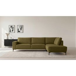Ecksofa OTTO HOME "Casina", gelb (mustard), B:289cm H:85cm T:210cm, 90%Polyester, 10% Nylon, Sofas, Ecksofa, mit abgerundeter Ottomane, in einem weichen Chenille-Stoff