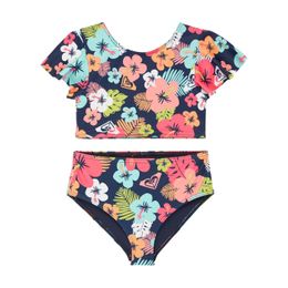 Bustier-Bikini Roxy "Morning Flower", Kinder, Gr. 2(84-92cm), Cup B, mood indigo morning flowers tw, Obermaterial: 82% Microfaser, 18% Elasthan;, Bikini-Sets Bustier-Bikini