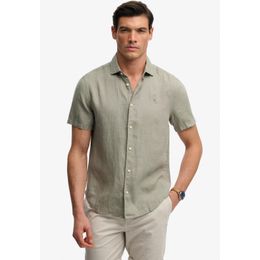 Leinenhemd Superdry "RIVIERA S/S LINEN SHIRT", Damen, Gr. 3XL, N-Gr, bay gr&uuml;n, Web, Obermaterial: 100% Leinen, unifarben, regular fit normal, Hemden Leinenhemd, aus 100% Leinen