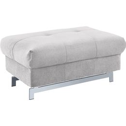 Hocker COTTA "Chef", grau, B:100cm H:46cm T:65cm, Struktur (100% Polyester);Chenille (90% Polyester, 10% Polyamid), Hocker, Hocker, mit edlen Metallkufen