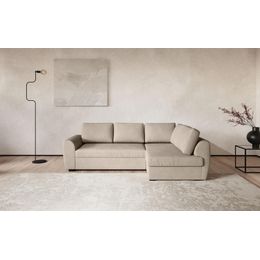 Ecksofa COTTA "Drift L-Form Ottomane, Breite 253 cm", nature, B:253cm H:86cm T:154cm, 96% POLYESTER (PES) 4% POLYAMID(PA), Sofas, Ecksofa, optional auch mit Schlaffunktion, Wellenunterfederung