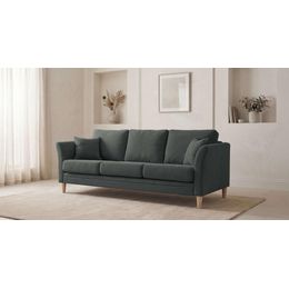3-Sitzer Home Affaire "Arellano, Breite 217 cm", dunkelgrau, B:217cm H:87cm T:86cm, Sofas, 3-Sitzer, klassisches Design, 2 Zierkissen inklusive, Webstoff fein, Chenille