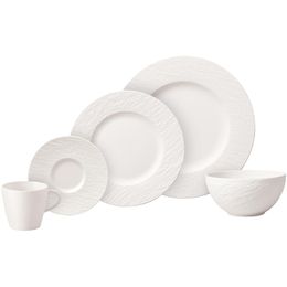 Villeroy & Boch Geschirr-Set VILLEROY & BOCH "Kombi-Set Manufacture Rock 20er Set wei&szlig;", wei&szlig;, 20, Porzellan, Geschirr-Sets, Geschirr-Set, Sp&uuml;lmaschinengeeignet, Mikrowellenfest