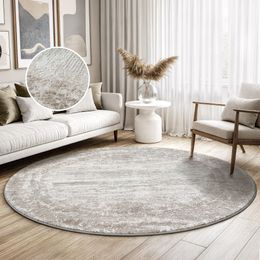 Teppich Sanat "Harmony 3215, auch als L&auml;ufer", beige, H:12mm &Oslash;:200cm, Kunstfaser, Teppiche, Teppich, weicher Kurzflorteppich, meliert, Wohnzimmer, Schlafzimmer