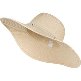 Sonnenhut styleBREAKER "Papierstroh Sonnenhut Perlen Hutband", Herren, beige, Obermaterial: 100% Papierstroh PAS., Modisch, H&uuml;te Sonnenhut