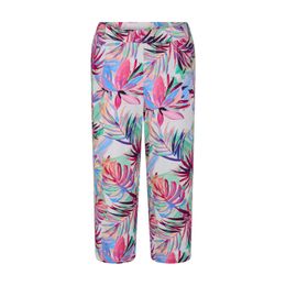 Schlupfhose GOLDNER "Kurzgr&ouml;&szlig;e Jersey-Culotte VERA mit Palmenprint", Damen, Gr. 25, K-Gr, bunt (bunt, gemustert), Obermaterial: 95% Viskose CV. 5% Elasthan EL., Hosen Schlupfhose