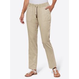 Schlupfjeans Classic Basics, Damen, Gr. 25, Kurzgr&ouml;&szlig;en, beige (sand), 100% Baumwolle, unifarben, lang, Jeans Schlupfjeans
