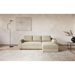 Ecksofa COTTA "Drift L-Form Recamiere, Breite 253 cm", nata, B:253cm H:86cm T:154cm, 96% POLYESTER (PES) 4% POLYAMID(PA), Sofas, Ecksofa, optional auch mit Schlaffunktion, Wellenunterfederung