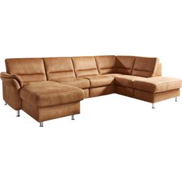 Wohnlandschaft DIE PLANBAR, deluxe zimt, B:316cm H:92cm T:203cm, 100% Polyester, Sofas, Wohnlandschaft, Wahlweise mit Kopfst&uuml;tzen und echt bezogenem R&uuml;cken