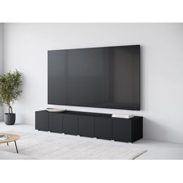 Lowboard OTTO HOME "Denver TV-Schrank, Breite 220 cm", graphite schwarz matt, B:219,6cm H:39,9cm T:49cm, FSC-zertifizierter Holzwerkstoff, Sideboards, Lowboard, Modernes TV-Lowboard mit 5 Klappen und viel Stauraum