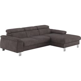 Ecksofa COTTA "Komaris L-Form, B: 244 cm", anthrazit, B:244cm H:72cm T:166cm, 94% POLYESTER (PES) 6%POLYAMID (PA), Sofas, Ecksofa, mit Kopfteilverstellung, optional Bettfunktion, Bettkasten & Licht