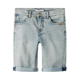 Jeansshorts name it "NKMTHEO XSL DNM L SHORTS 6622-CL NOOS", Jungen, Gr. 146, N-Gr, light medium blau denim, Denim/Jeans, Obermaterial: 41% Viskose, 31% Baumwolle, 25% Polyester, 3% Elasthan, unifarben, slim fit kurz, Jeans Jeansshorts, Viskosemischung, Stretch