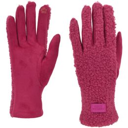 Fleecehandschuhe styleBREAKER "Touchscreen Handschuhe mit Teddypl&uuml;sch", Damen, pink (fuchsia), Obermaterial: 10% Elasthan EL. 90% Polyester PES., Modisch, Handschuhe Fleecehandschuhe
